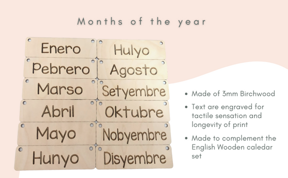 Filipino Months (Add-on to the English Wooden Calendar set) – Laser ...